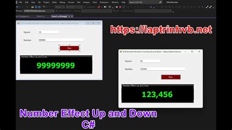 C Number Effect Counter Up And Down Winform Youtube