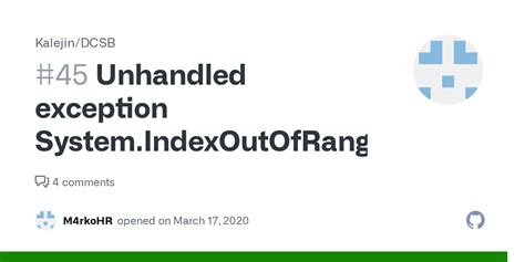 Unhandled Exception System IndexOutOfRangeException Issue Kalejin DCSB GitHub