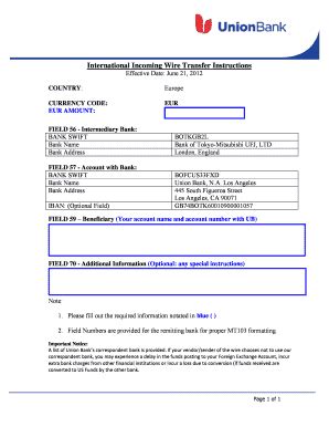 Wire Transfer Instructions Fill Online Printable Fillable Blank PdfFiller