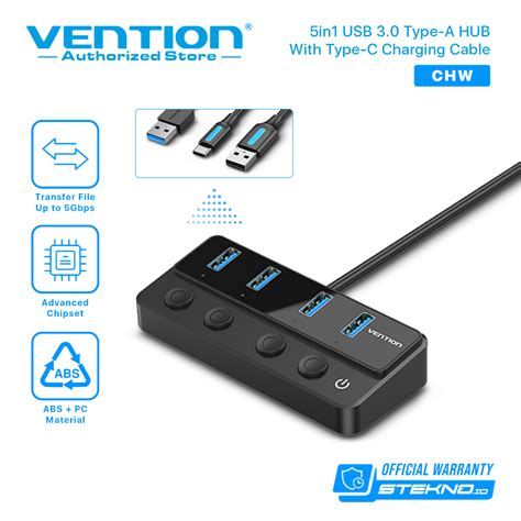 Vention Usb Hub With Power Switch Led And Usb C Power Supply Shopee Singapore