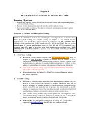 Chapter Notes Absorption Vs Variable Costing Explained Pdf Chapter ABSORPTION AND VARIABLE