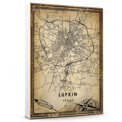 Lufkin Vintage Map Prints Canvas Texas Map Art Canvas Canvas Lufkin