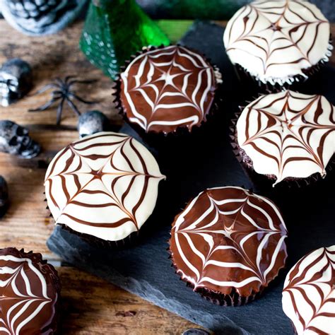 Halloween Spider Web Chocolate Cupcakes Nickys Kitchen Sanctuary