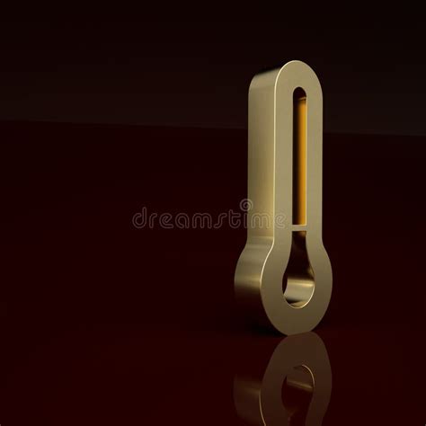 Gold Meteorology Thermometer Measuring Icon Isolated On Brown Background Thermometer Equipment