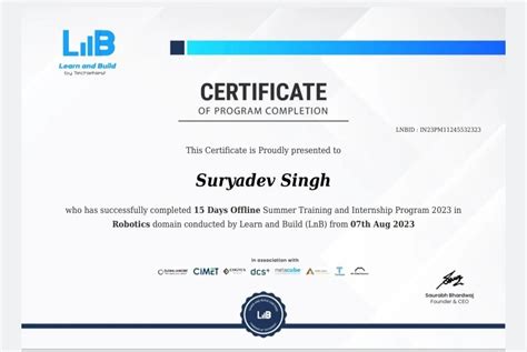 suryadev singh on linkedin completed internship at learn and build in robotics domain great…