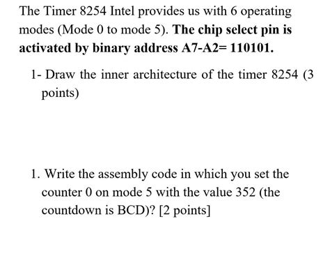 Solved The Timer 8254 Intel Provides Us With 6 Operating Chegg
