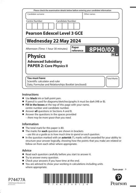PEARSON EDEXCEL AS LEVEL PHYSICS PAPER JUNE FINAL QUESTION PAPER AND MARK SCHEME Stuvia US