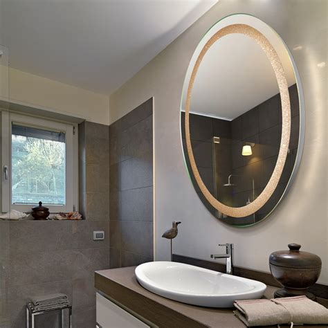 Oval Lighted Bathroom Mirror Rispa