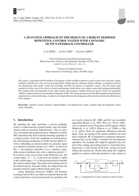 Pdf A 2d System Approach To The Design Of A Robust Modified