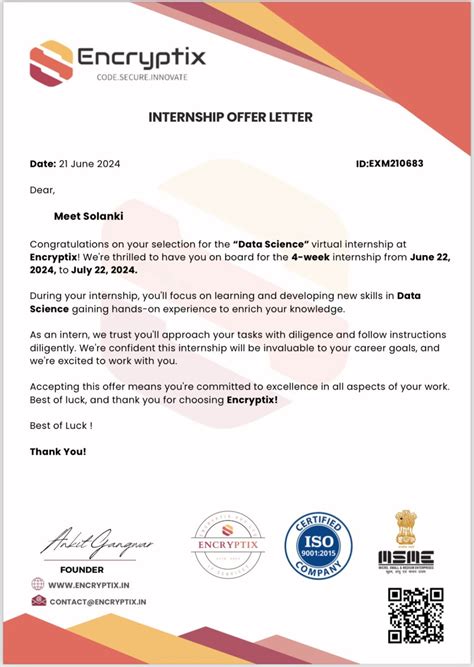 Meet Solanki On Linkedin Datascience Internship Newbeginnings Encryptix Machinelearning