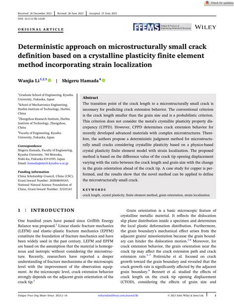 Pdf Deterministic Approach On Microstructurally Small Crack