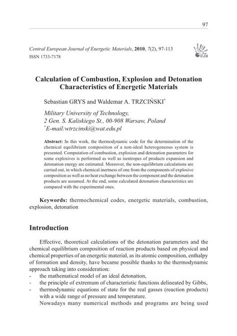 Pdf Calculation Of Combustion Explosion And Detonation Dokumentips