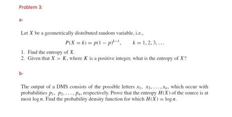 Solved Problem 3 A Let X Be A Geometrically Distributed
