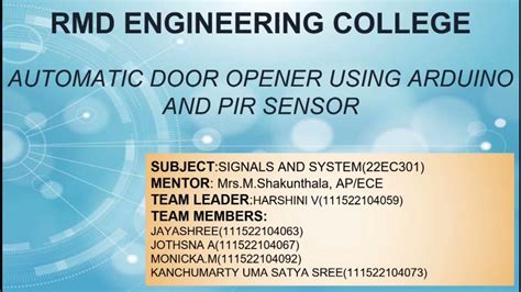 Mini Project Automatic Door Opener Using Arduino And Pir Sensor Signals And Systems Youtube