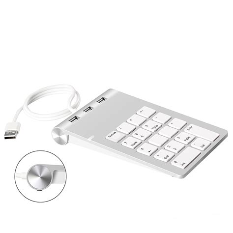 Rocketek Aluminum Finish Usb Numeric Keypad With Usb Hub Combo Rocketeck