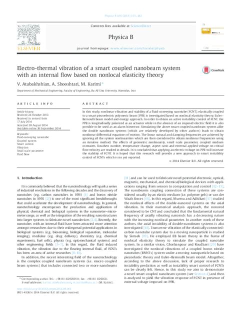 Pdf Electro Thermal Vibration Of A Smart Coupled Nanobeam System With An Internal Flow Based