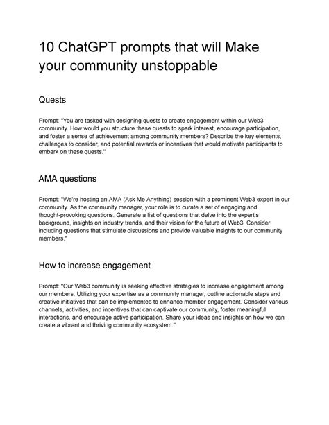 Chat GPT Prompts That Will Supercharge Your Community ChatGPT Prompts That Will Make
