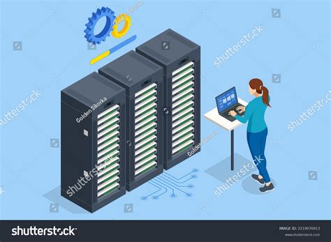 Isometric Data Center Equipment Modern Telecommunications Stock Vector Royalty Free 2219076913