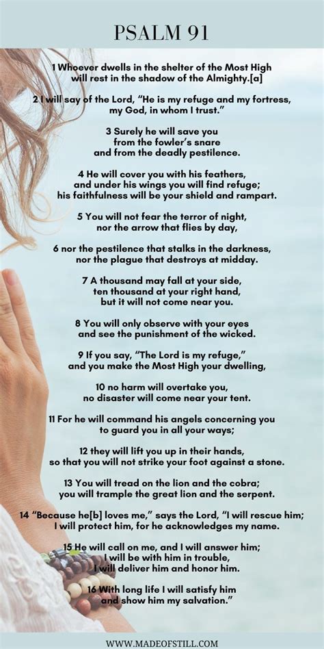 Psalm 91 Prayer For Protection Christian Prayers Praying The Psalms