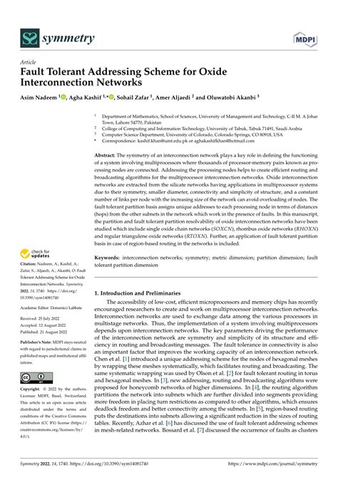 Pdf Fault Tolerant Addressing Scheme For Oxide Interconnection Networks
