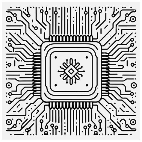 Micro Chip Line Icon Cpu Flat Design Stock Illustration Premium Ai Generated Vector