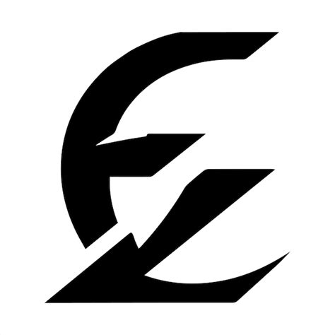 색 배경에 E 글자의 검은 실루 로고 디자인 프리미엄 벡터