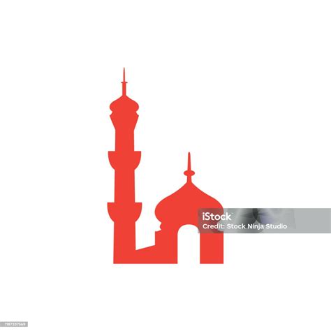 Vetores De Ícone Vermelho Da Mesquita No Fundo Branco Ilustração Do
