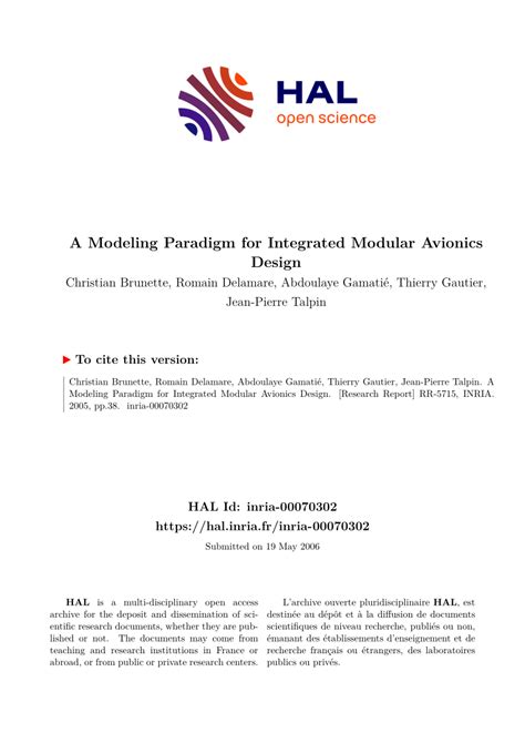 Pdf A Modeling Paradigm For Integrated Modular Avionics Design