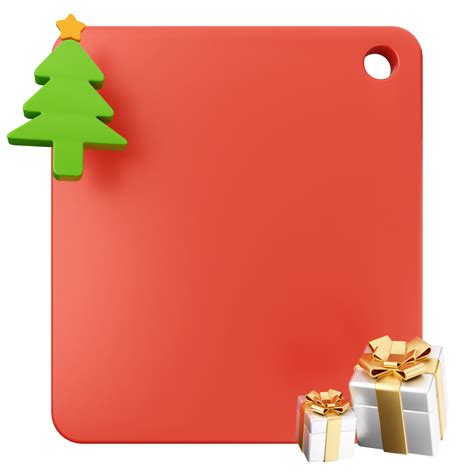 A Red Cutting Board With Christmas Tree And Presents 65976296 Png