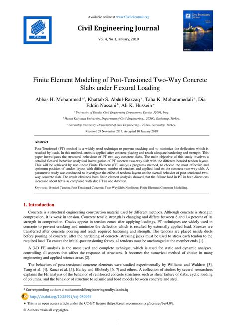 Pdf Finite Element Modeling Of Post Tensioned Two Way Concrete Slabs