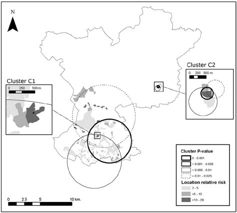 Satscan Generated Spatio Temporal Clusters For Mrsa With 3 Age Download Scientific Diagram