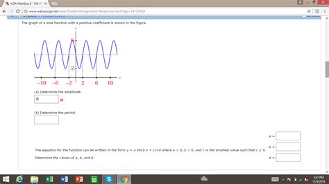 solved the graph of a sine function with a positive