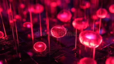 Illuminated Red Spheres Suspended In Dark Space Stock Illustration Illustration Of Style