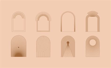 선형 보헤미안 아이콘과 기호의 벡터 세트 태양 로고 디자인 템플릿 과 프론 현대 미니멀 한 스타일의 장식을위한 추상적 인 디자인 요소 단일 이미지에 대한 스톡 벡터 아트 및