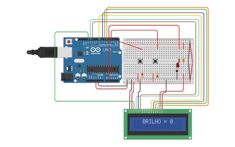 Circuit Design Led Botão Botão Com Lcd Indicativo Tinkercad
