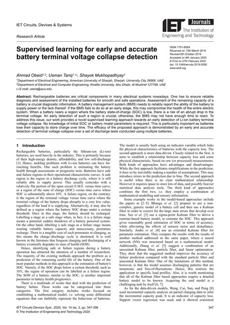 Pdf Supervised Learning For Early And Accurate Battery Terminal