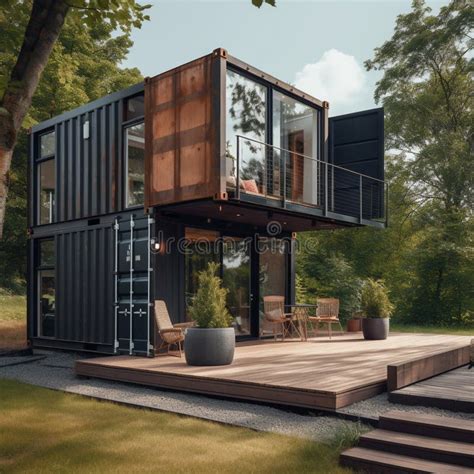 Modular Houses From Containers Stylish Black House With Large Windows