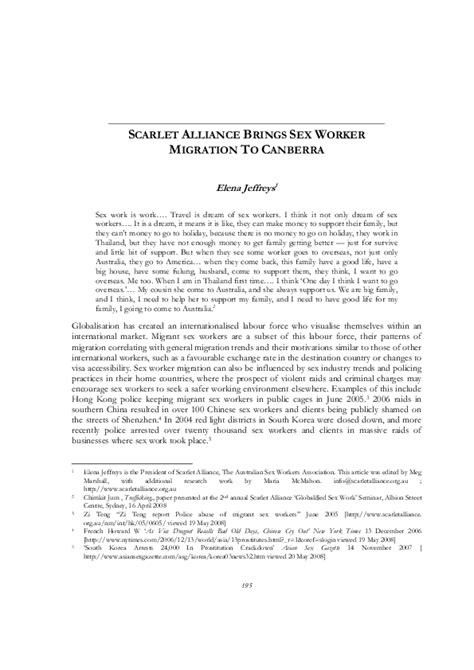 Pdf Scarlet Alliance Brings Sex Worker Migration To Canberra