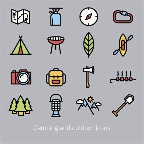 캠핑 아이콘 모음 무료 벡터