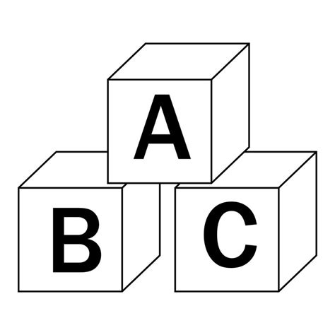 Wooden Alphabet Cubes With Letters A B C Black Outline Isolated Illustration 10638896 Vector