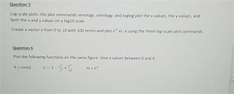 Solved Question 5 Log Scale Plots The Plot Commands