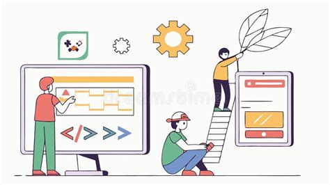 Web Development Team Illustration Coding And Digital Project Collaboration Graphic Vector