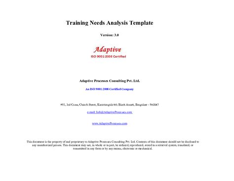 Training Needs Analysis Template V3 0 Excel Xls