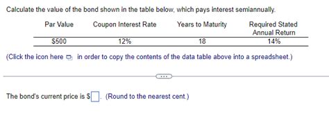 Solved Calculate The Value Of The Bond Shown In The Table Chegg Com