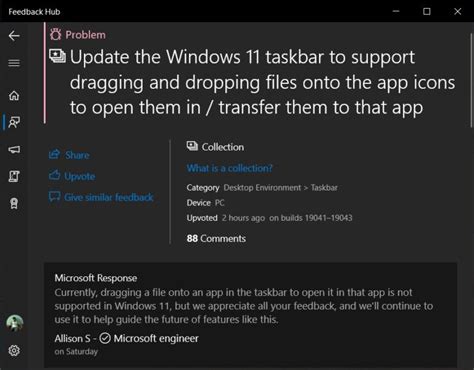 windows 11 disables drag and drop feature for taskbar and users are not