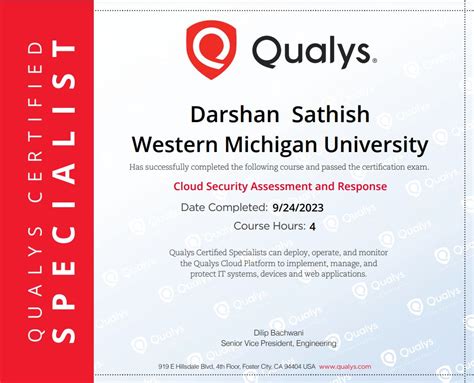 Darshan Sathish On Linkedin Cloudsecurity Certification Cybersecurity Qualys Aws