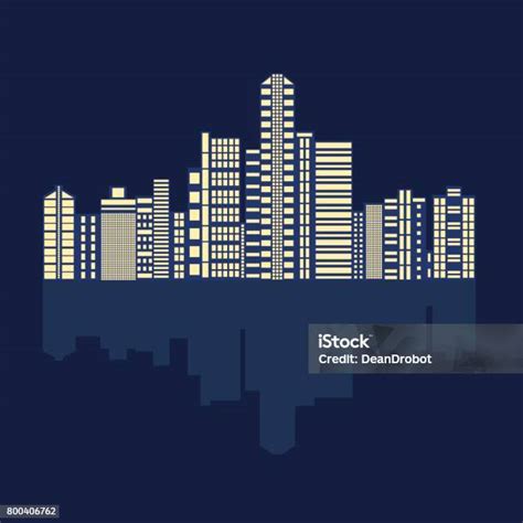 리플렉션 사용 하 여 도시 전경 실루엣입니다 벡터 일러스트 레이 션 0명에 대한 스톡 벡터 아트 및 기타 이미지 0명 개념과 주제 건물 외관 Istock