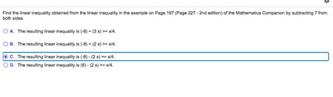 Solved Find The Linear Inequality Obtained From The Linear Chegg Com