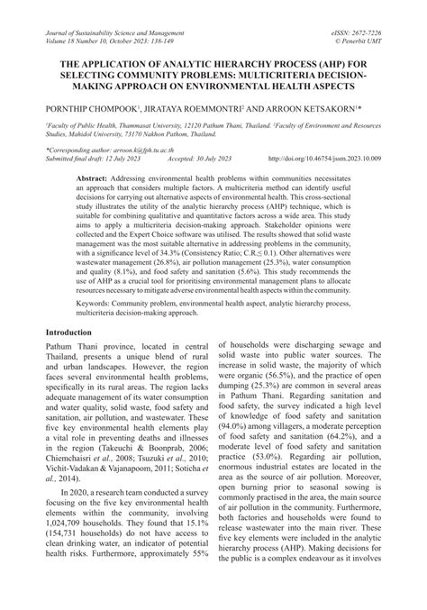 Pdf The Application Of Analytic Hierarchy Process Ahp For Selecting