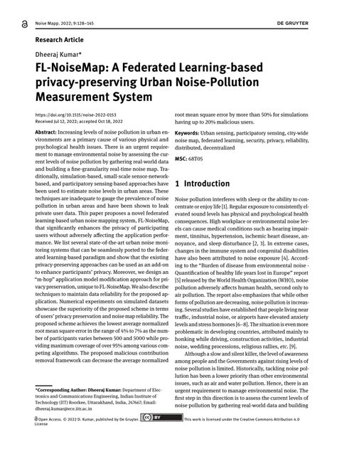 Pdf Fl Noisemap A Federated Learning Based Privacy Preserving Urban Noise Pollution